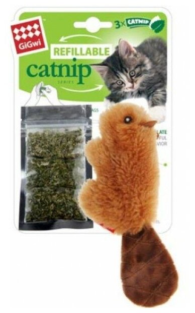 GIGWI Бобренок с кошачьей мятой, 16 см (75301)