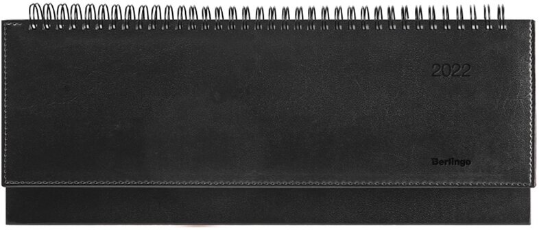 Планинг датированный 2022г, 64л, 330*130мм, кожзам, Berlingo "Silver Pristine", черный DP2_82643