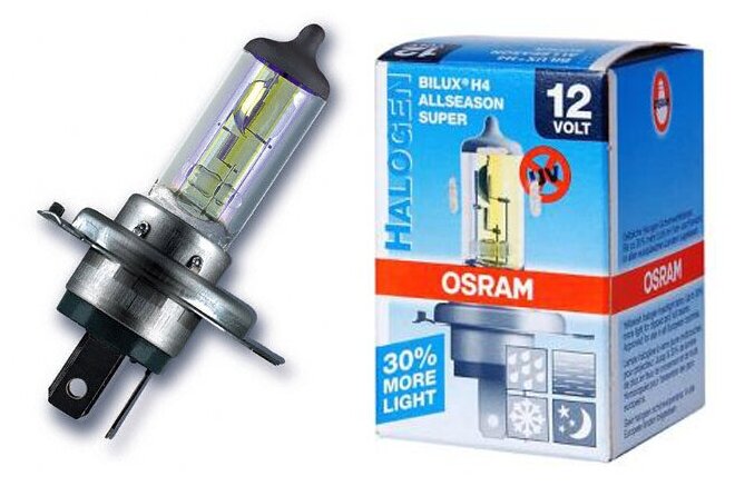 Лампа H4 12V 60/55W P43t (OSRAM) +30% Allseason super