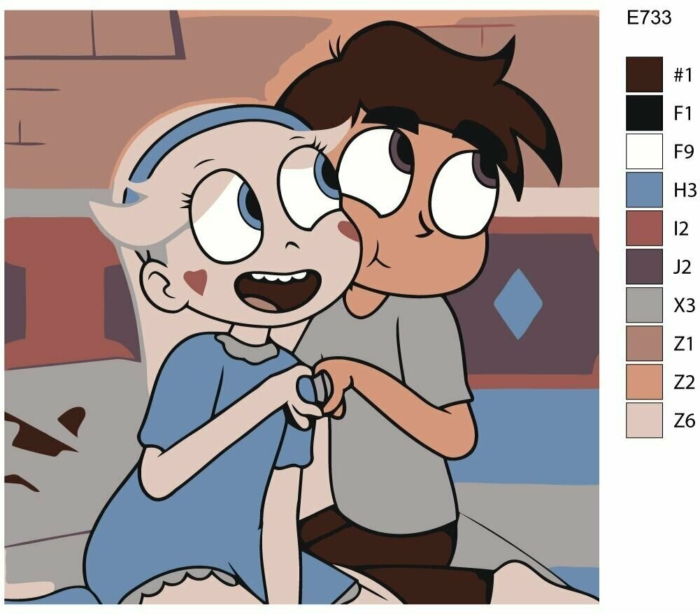 Детская Картина по номерам E733 "Мультсериал Звёздная принцесса и силы зла. Стар Баттерфляй и Марко Диаз" 30x30