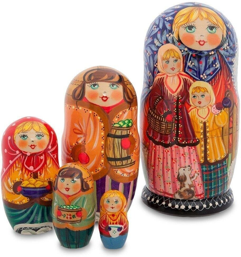 Матрешка 5м "Семейка" A2133589 Народные промыслы, Дерево липа, краски, лак