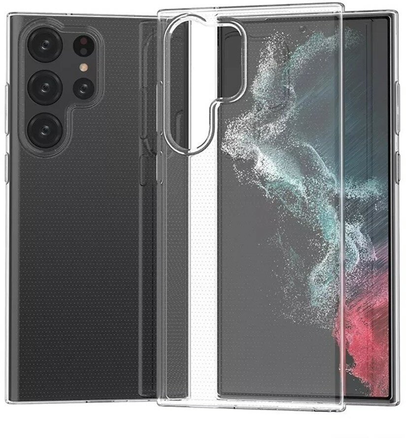 Чехол для Samsung Galaxy S23 Ultra (Самсунг галакси с 23 Ультра, эс 23 Ультра) тонкий, накладка, прозрачный