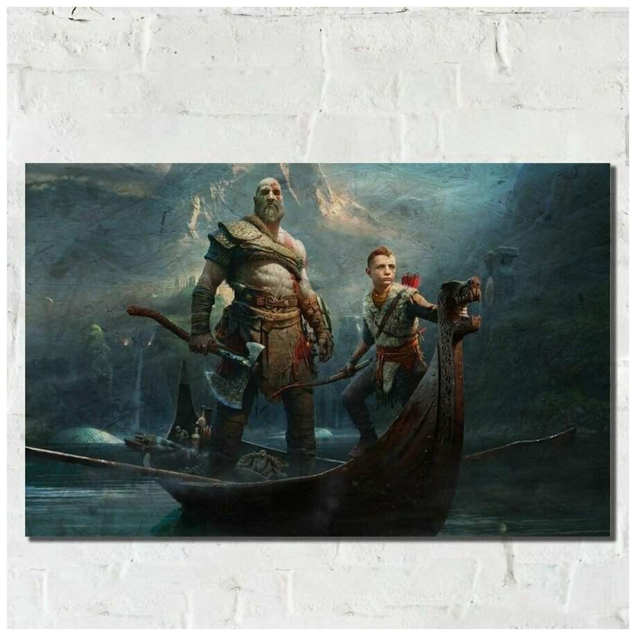 Картина интерьерная на рельефной доске, рисунок ОСП игра God of War IV - 11242