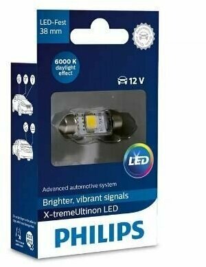 Лампа светодиодная Philips X-tremeUltinon LED 12V, 6000 К, c5w SV8.5 Festoon 38mm.