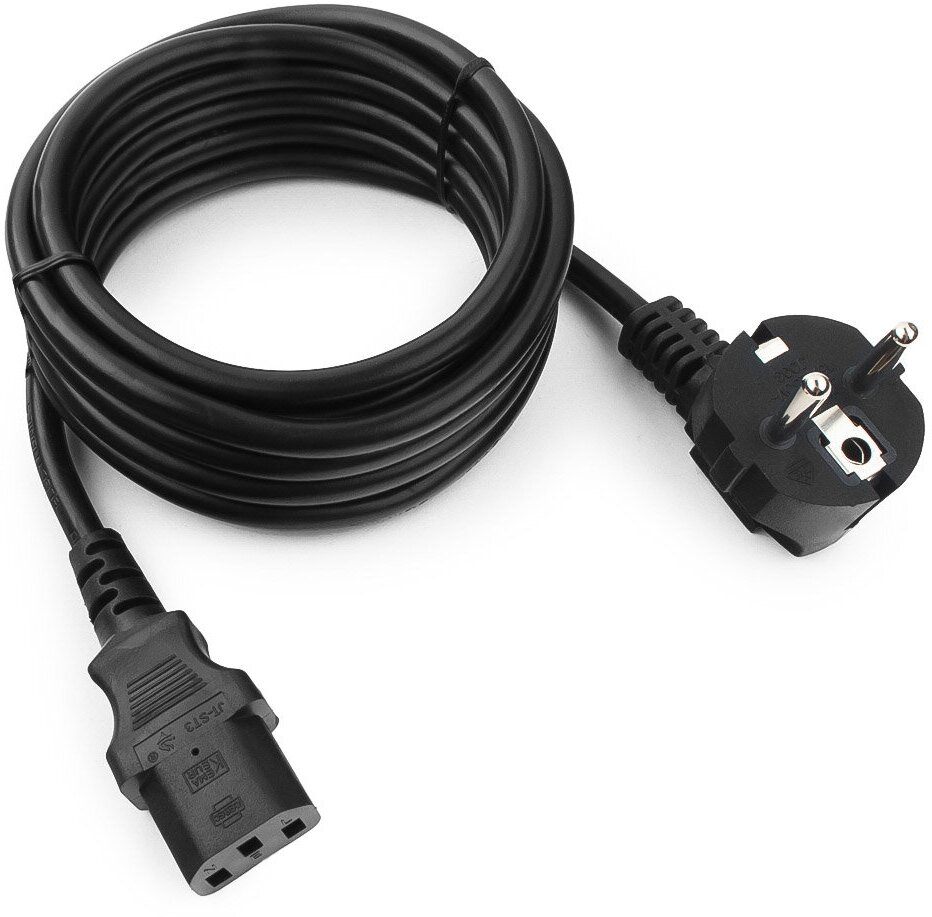 Кабель питания с литыми разъемами VDE, Евровилка Shucko+C13, 3 метра, 10А, черный