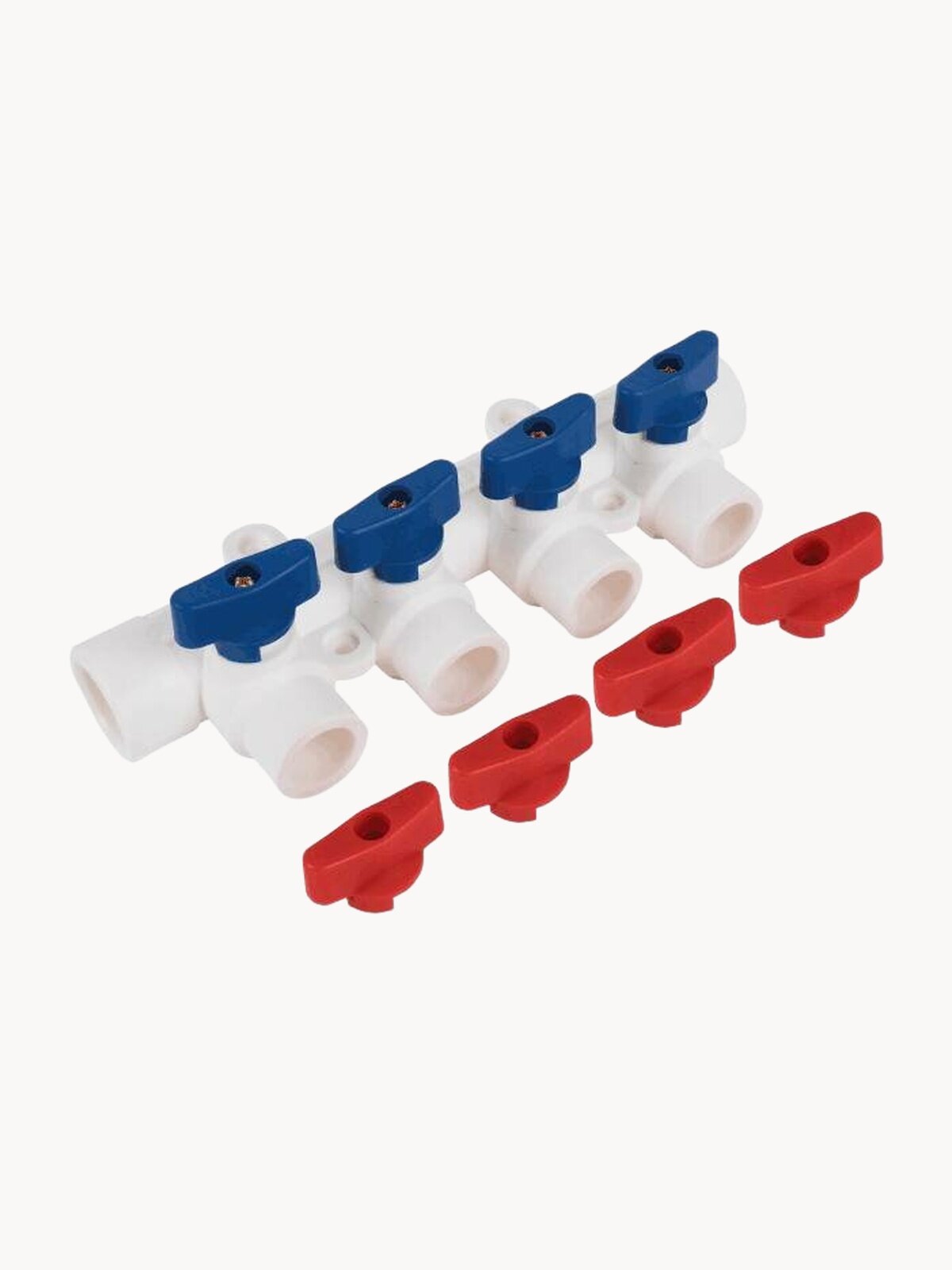 Коллектор PP-R Дн 25х20 на 4 выхода с кранами RTP (РосТурПласт) 28200