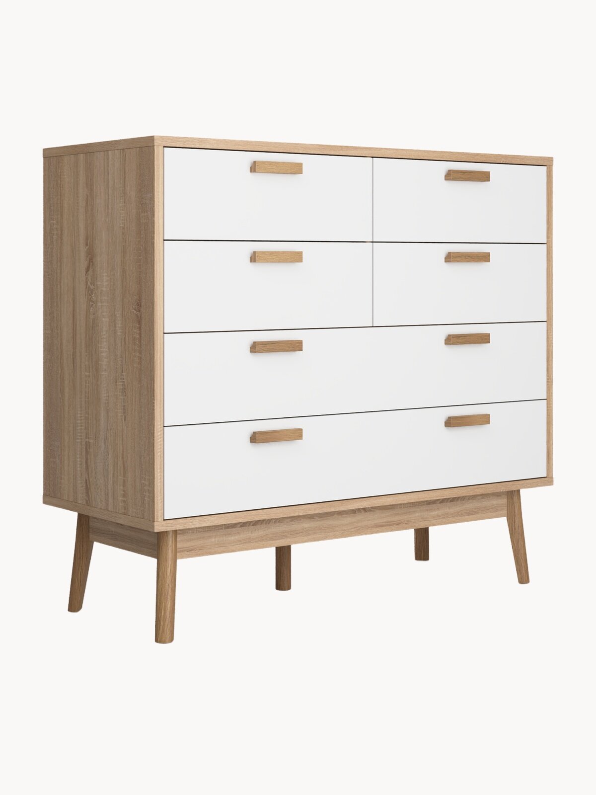 Комод для одежды A-A MEBEL Коски на ножках ЛДСП/МДФ 120*50*109 см 6 ящиков дуб сонома/белый