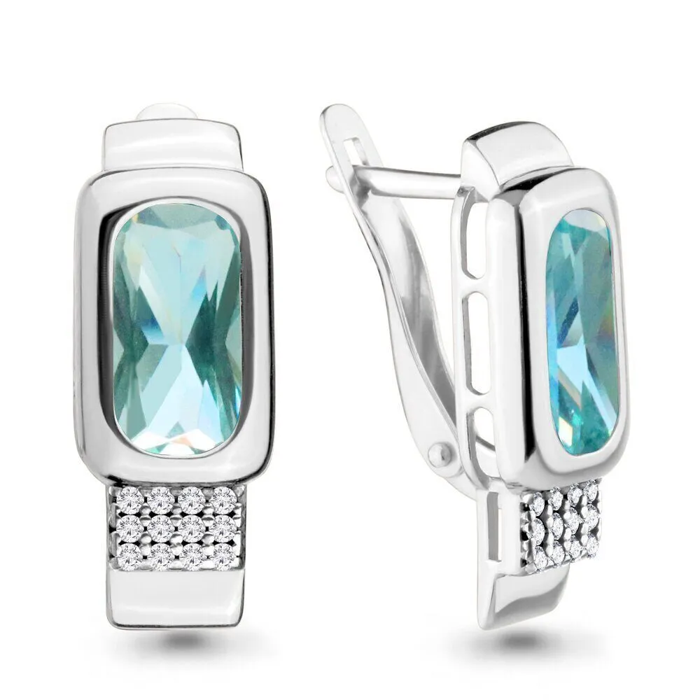 Серьги, серебро, 925 проба, турмалин