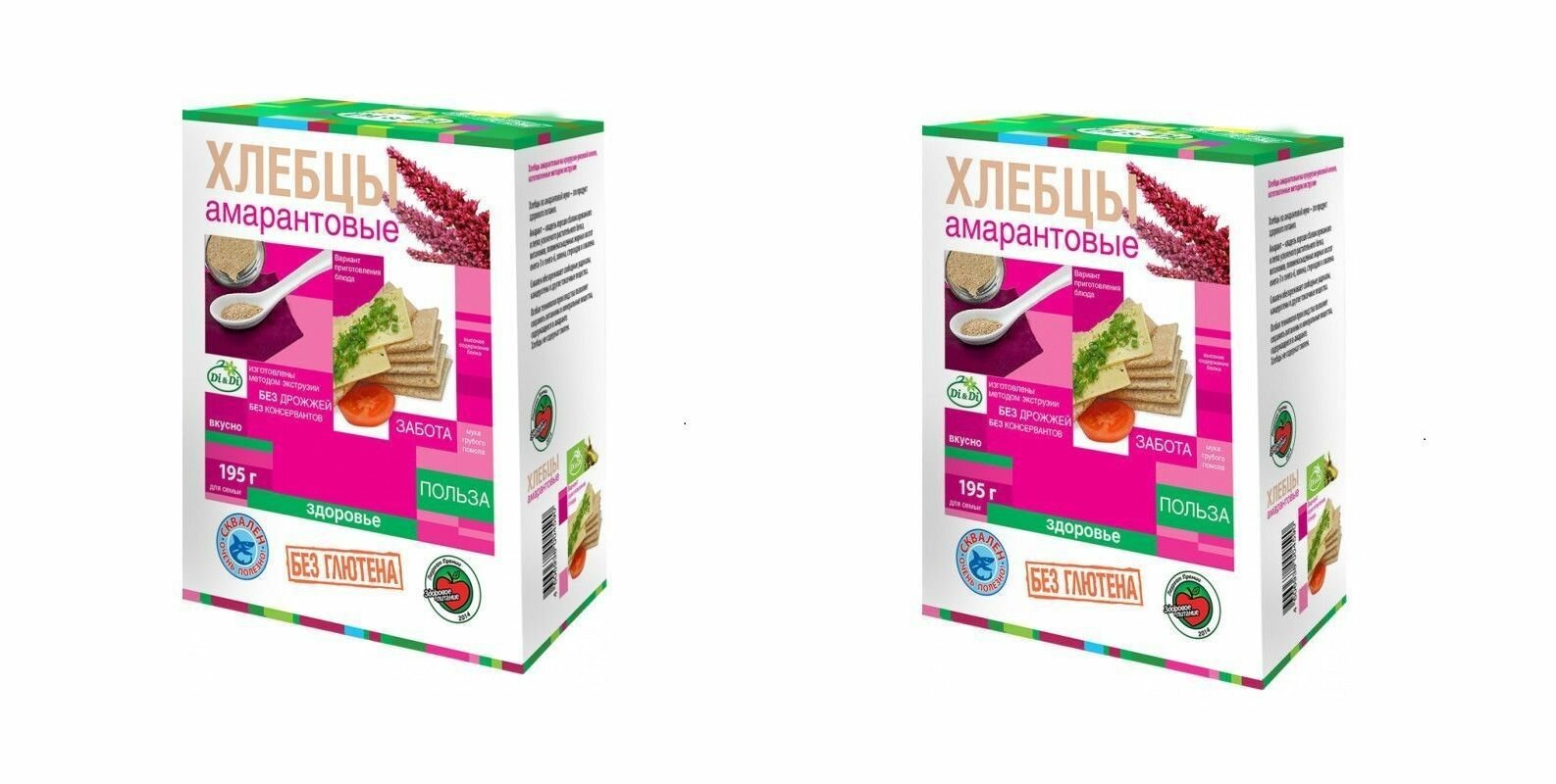Хлебцы Di&Di, амарантовые, кукурузно-рисовые, 195 г, 2 уп