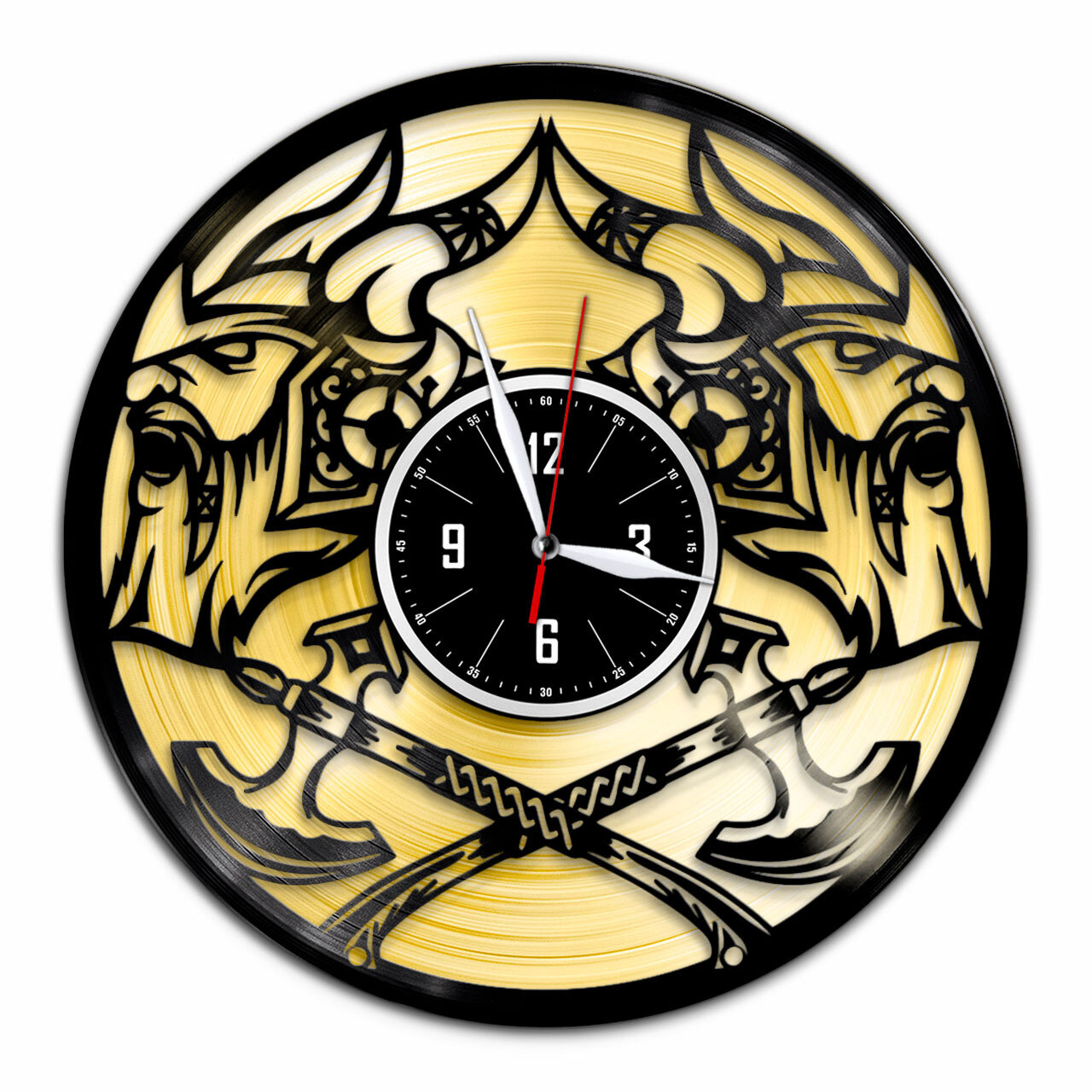 Викинги - настенные часы из виниловой пластинки (с золотой подложкой)