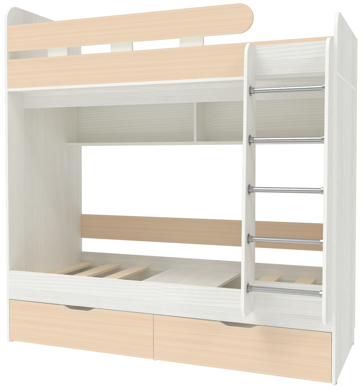 Двухъярусная кровать Юниор 5 80x160 Белое Дерево Дуб Молочный