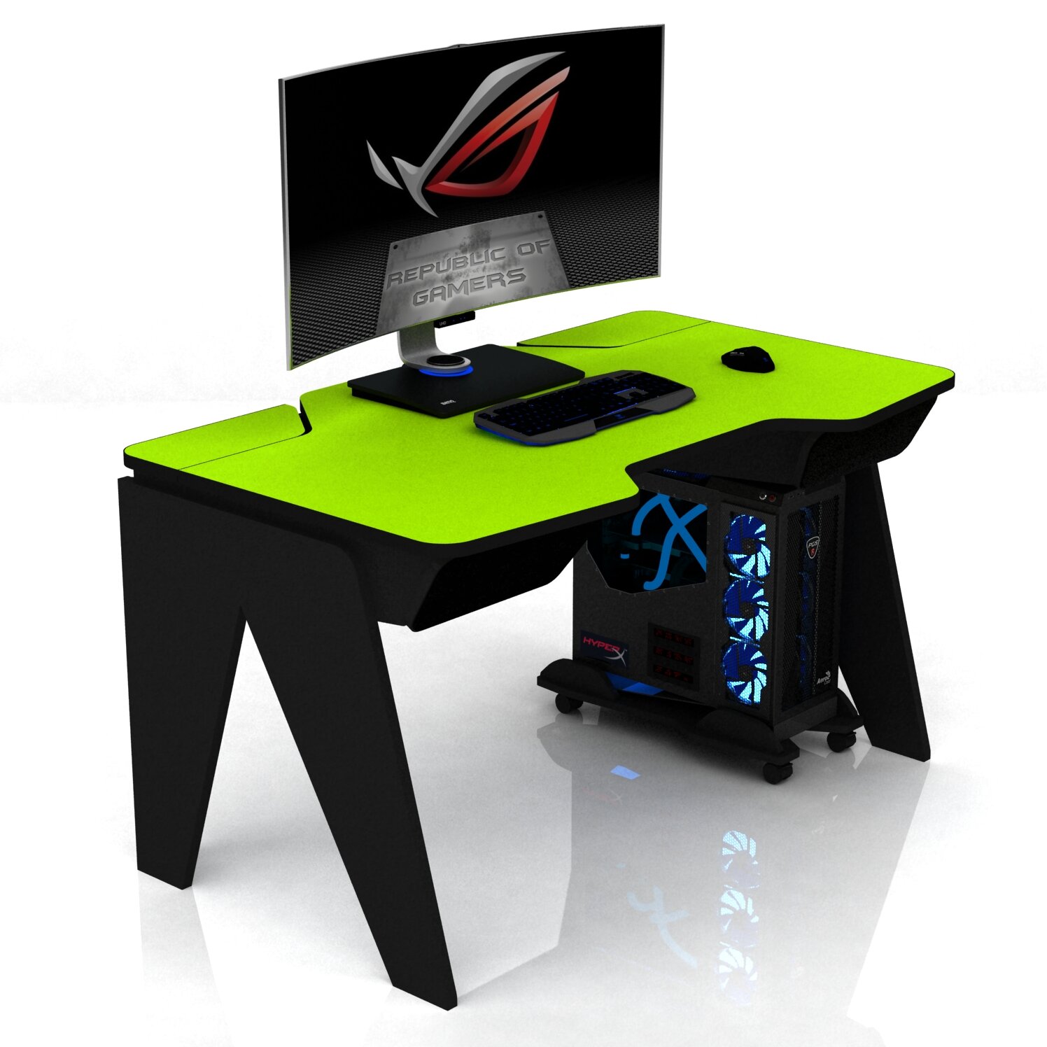 Инновационный компьютерный стол DX ENZO (black edition) лайм