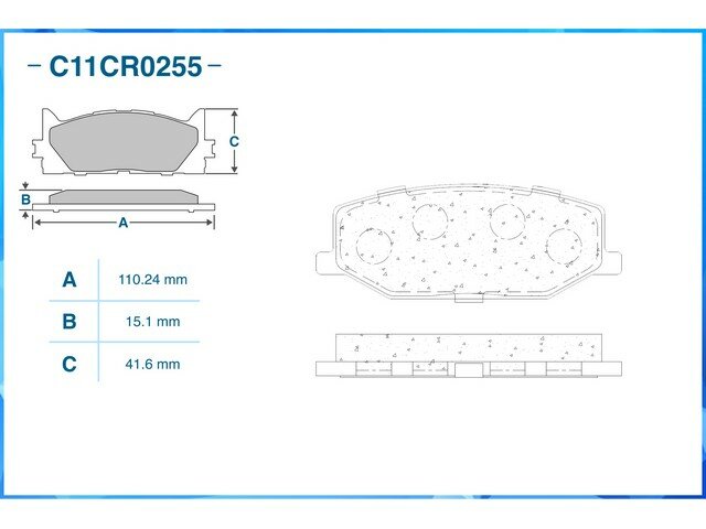 Тормозные колодки передние, Low Metallic C11CR0255 CWORKS арт. C11CR0255