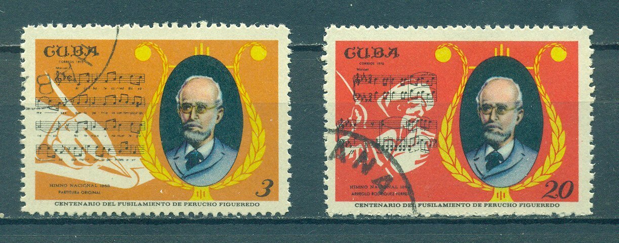 Почтовые марки Куба 1970г. "100-летие со дня смерти Педро Фигередо, композитора национального гимна" Композиторы, Музыканты, Ноты U