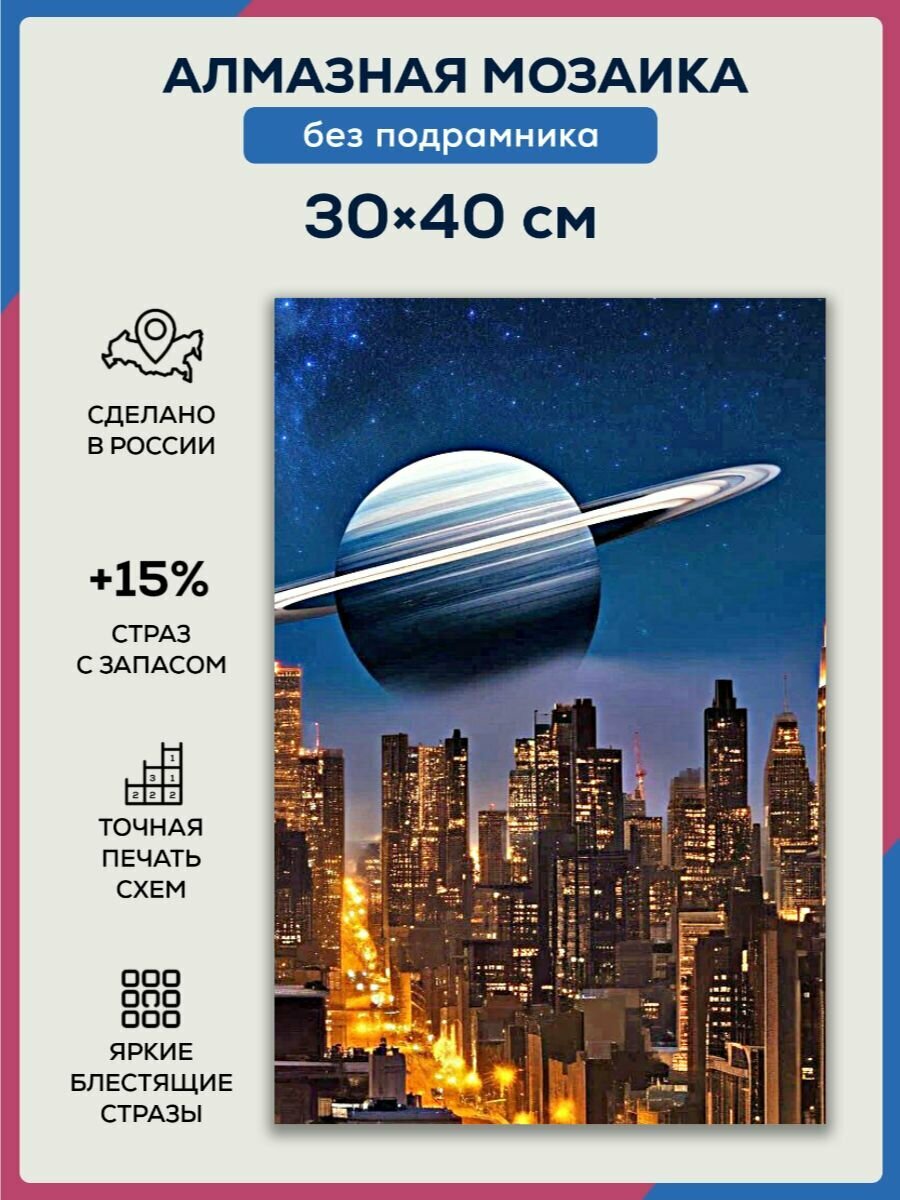 Алмазная мозаика 30x40 Ночной город без подрамника