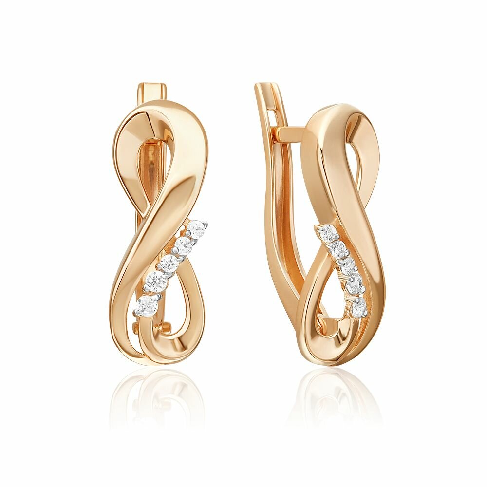Серьги, красное золото, 585 проба, фианит