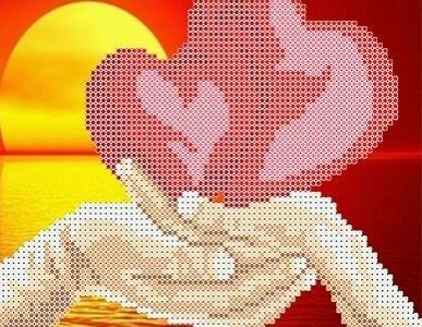 Набор для вышивания Каролинка #кблн(Ч) 5009 Влюбленные сердца, Вышивка бисером, 18 х 13 см