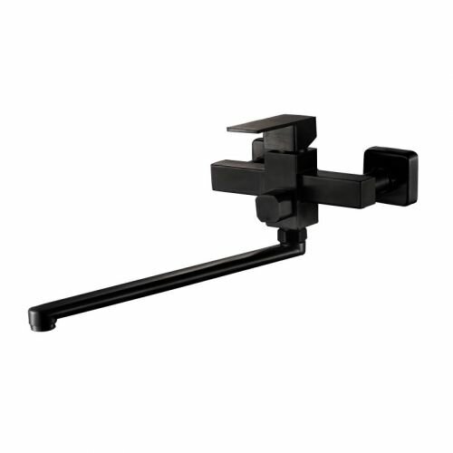 Смеситель для ванны Haiba HB22803-7, длинный излив, нержавеющая сталь, черный