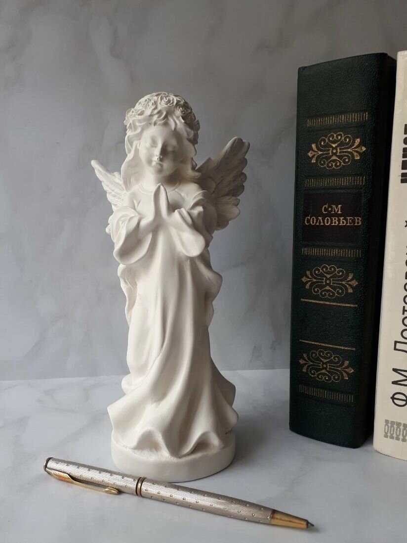 Ангел 19,5см. Гипс, цвет белый.