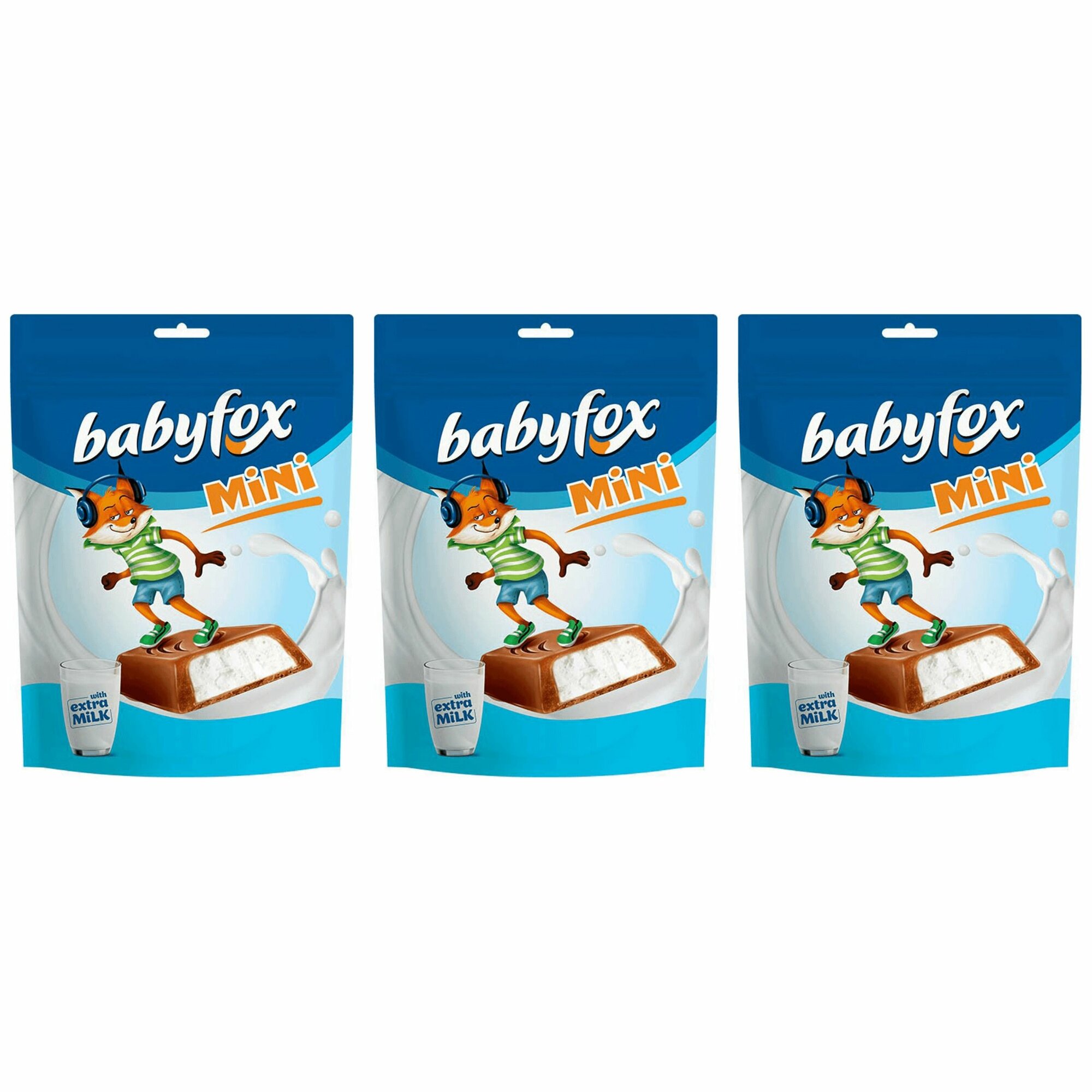 BabyFox Конфеты шоколадные Babyfox mini, с молочной начинкой, 120 г, 3 уп