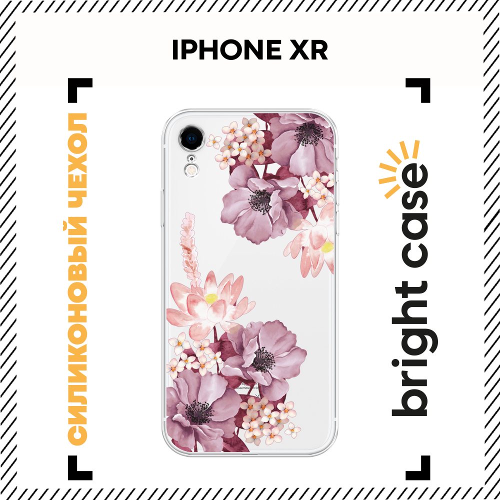 Чехол на Apple iPhone XR / Айфон XR с принтом Розовые анемоны, прозрачный