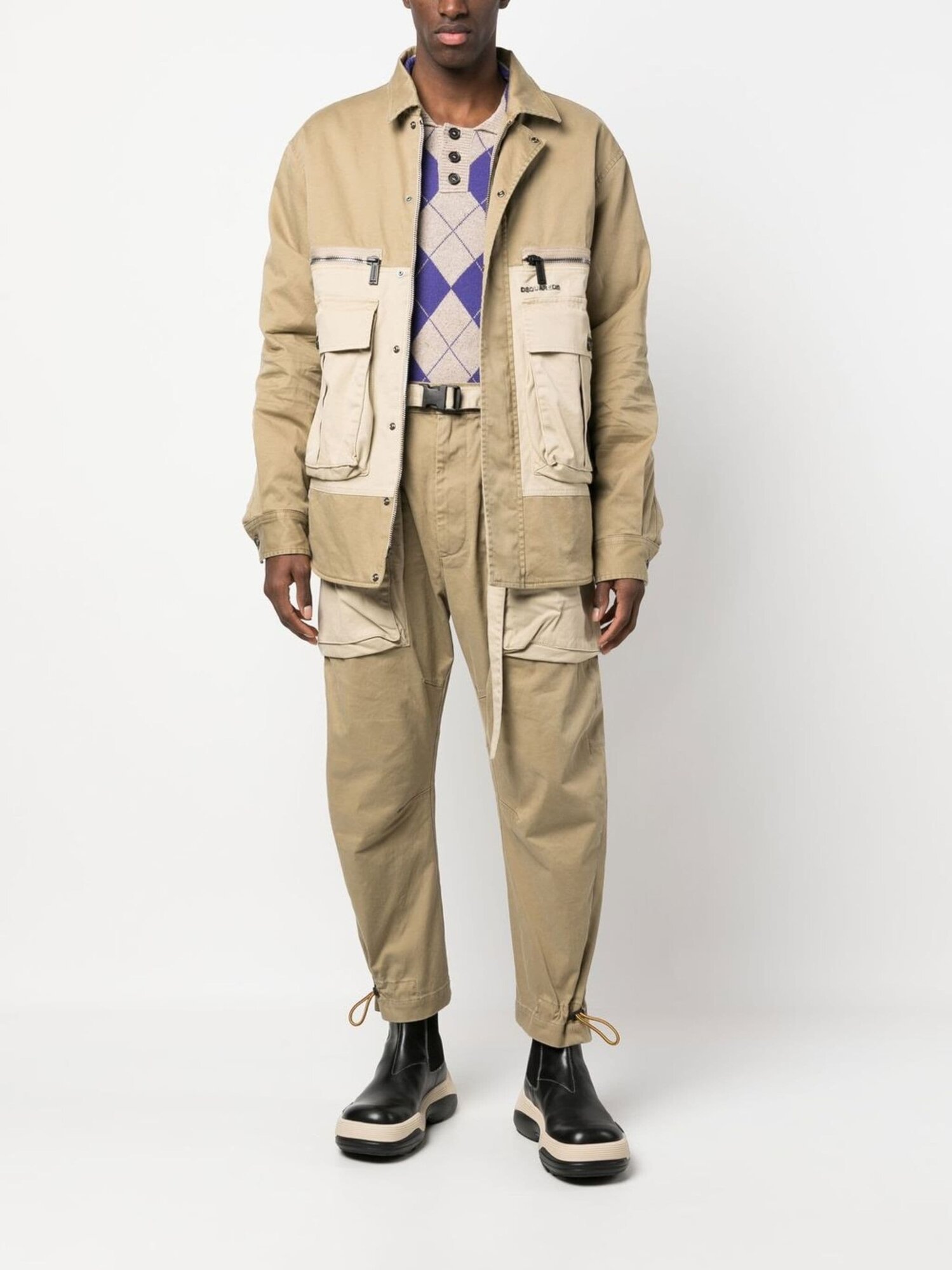 Куртка DSQUARED2 Two-tone flap-pocket jacket, размер 48, разноцветный — фото 1