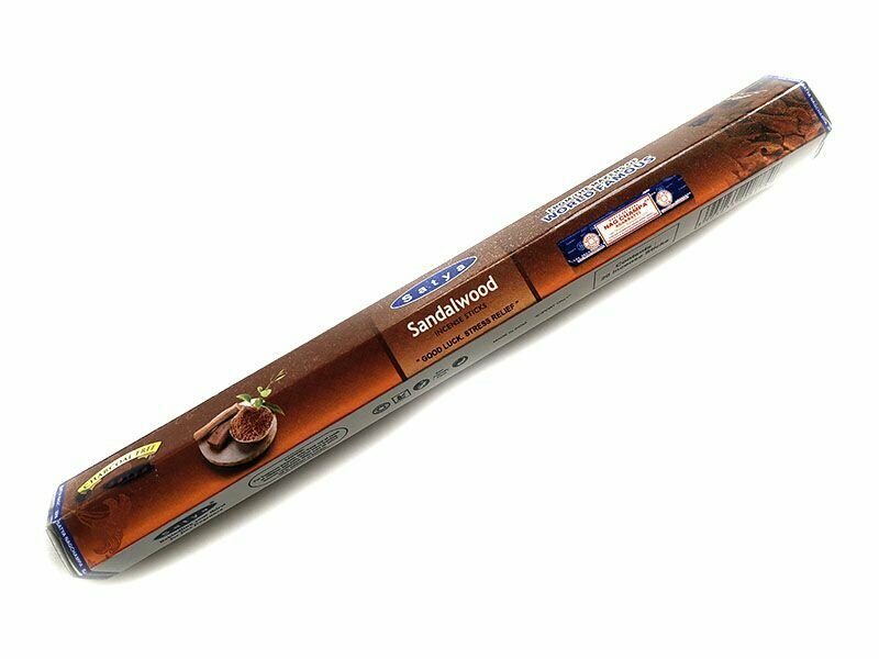 SANDALWOOD Satya (Благовония сандаловое дерево, Удача, антистресс, Сатья), шестигранник, 20 палочек.