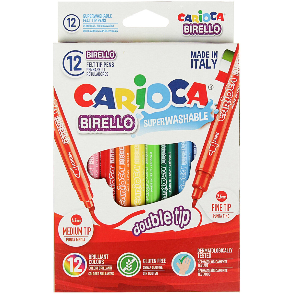 Фломастеры "Carioca" двусторонние Birello 12 цв
