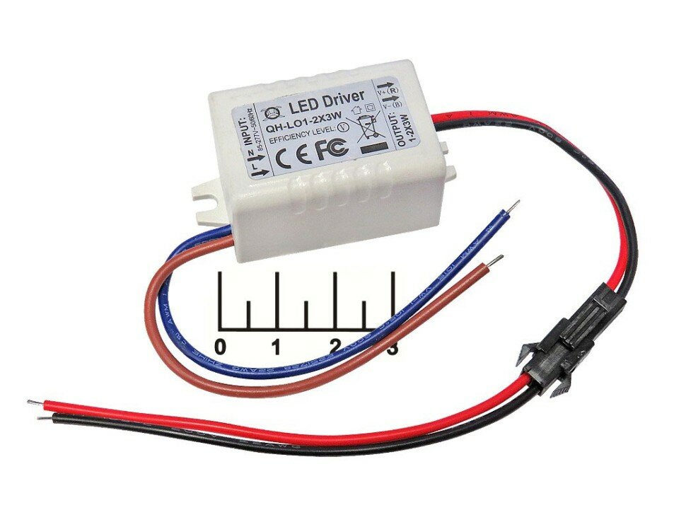 Драйвер светодиода 650mA/ 2-7VDC 85-277VAC (1-2)*3W (QH-LO1-2X3W)