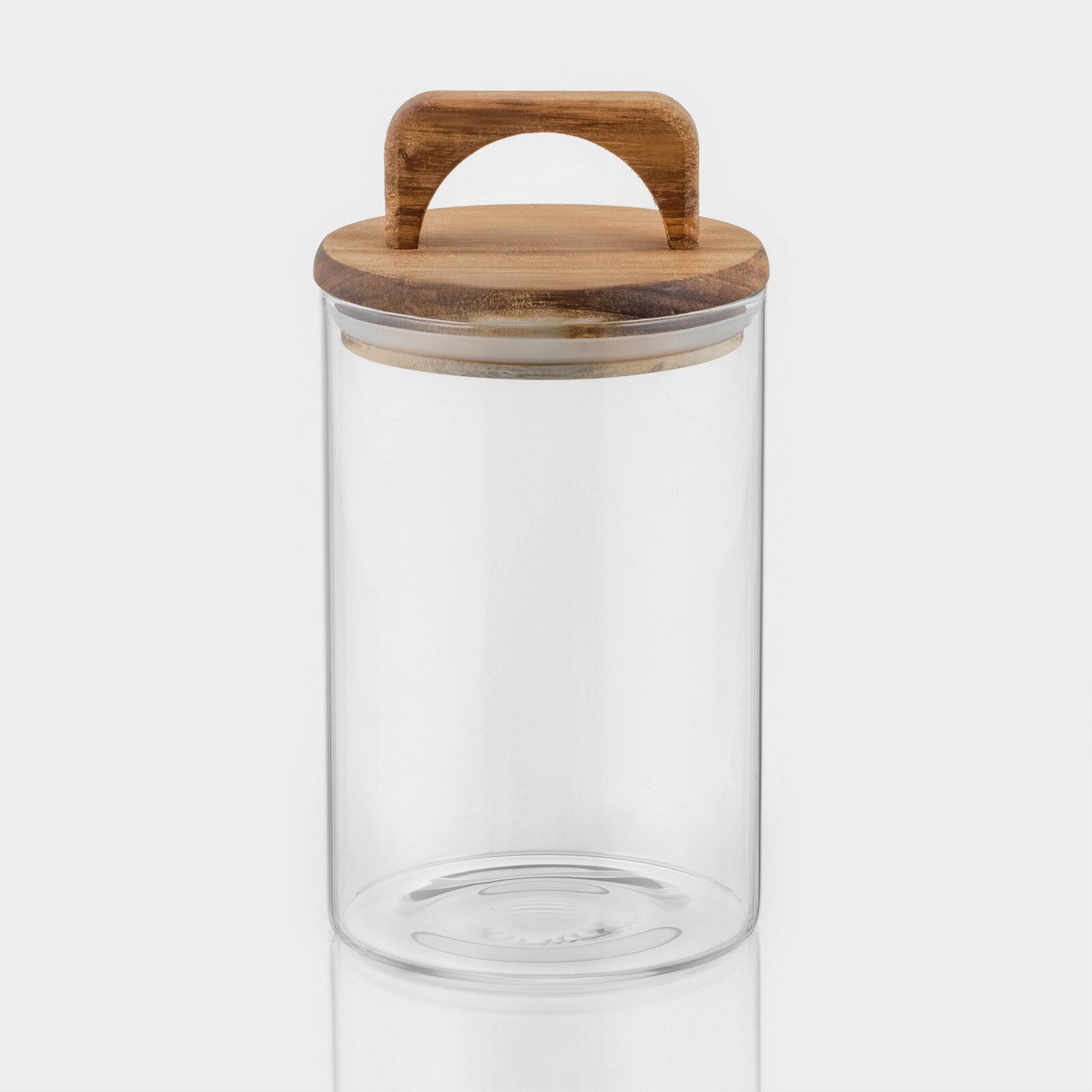 Стеклянная банка для сыпучих продуктов с деревянной крышкой "Вуд"
