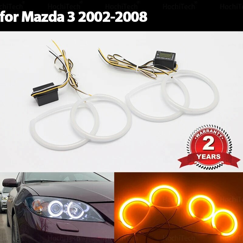 Для Mazda 3 mazda3 BK 2003-2008 годов хлопок переключатель светодиодный двухцветный ангельский глаз белый янтарный указатель поворота