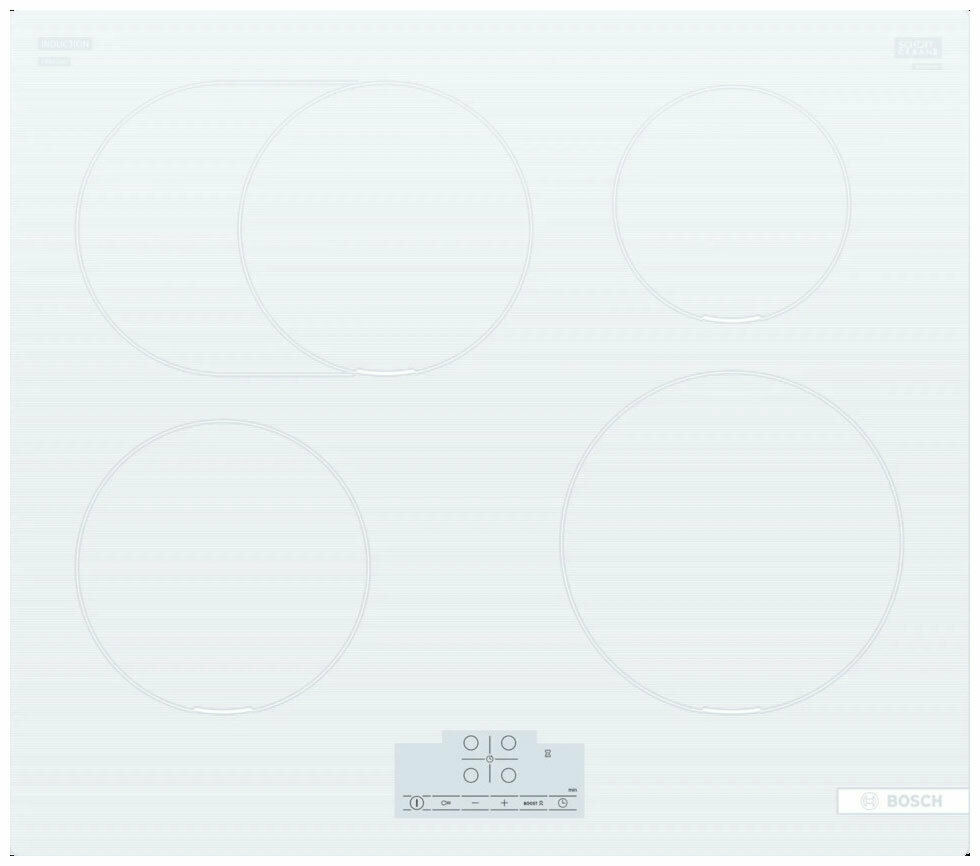 Электрическая варочная панель Bosch Serie 6 PIF612BB1E 59 см, 4 конфорки стеклокерамика, белый