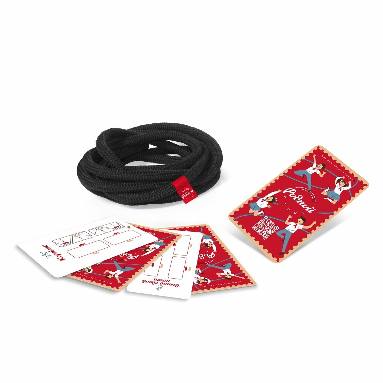 Игра Резиночка "Родной спорт", Премиальный набор-тренажер для прыжков, карточки 32 шт, резинка 3м, 7мм