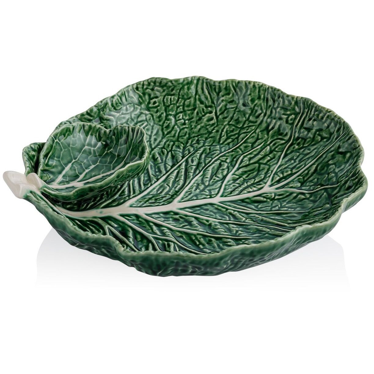 Блюдо для закусок и соуса Bordallo Pinheiro Cabbage Leaf with Large Bowl 65000608