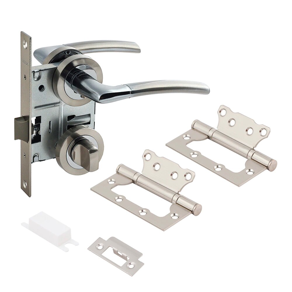 Комплект для межкомнатной двери с фиксацией NEODECO А52132 хром/никель