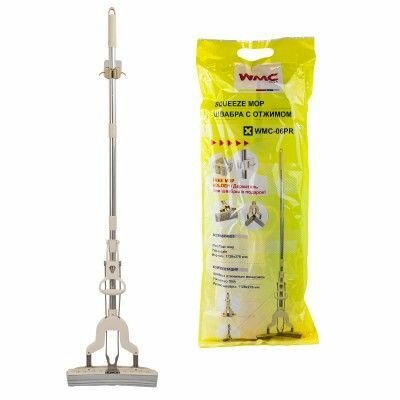Швабра с разборной ручкой и отжимом для влажной уборки WMC TOOLS(насадка PVA, 5х25см, L-112см)