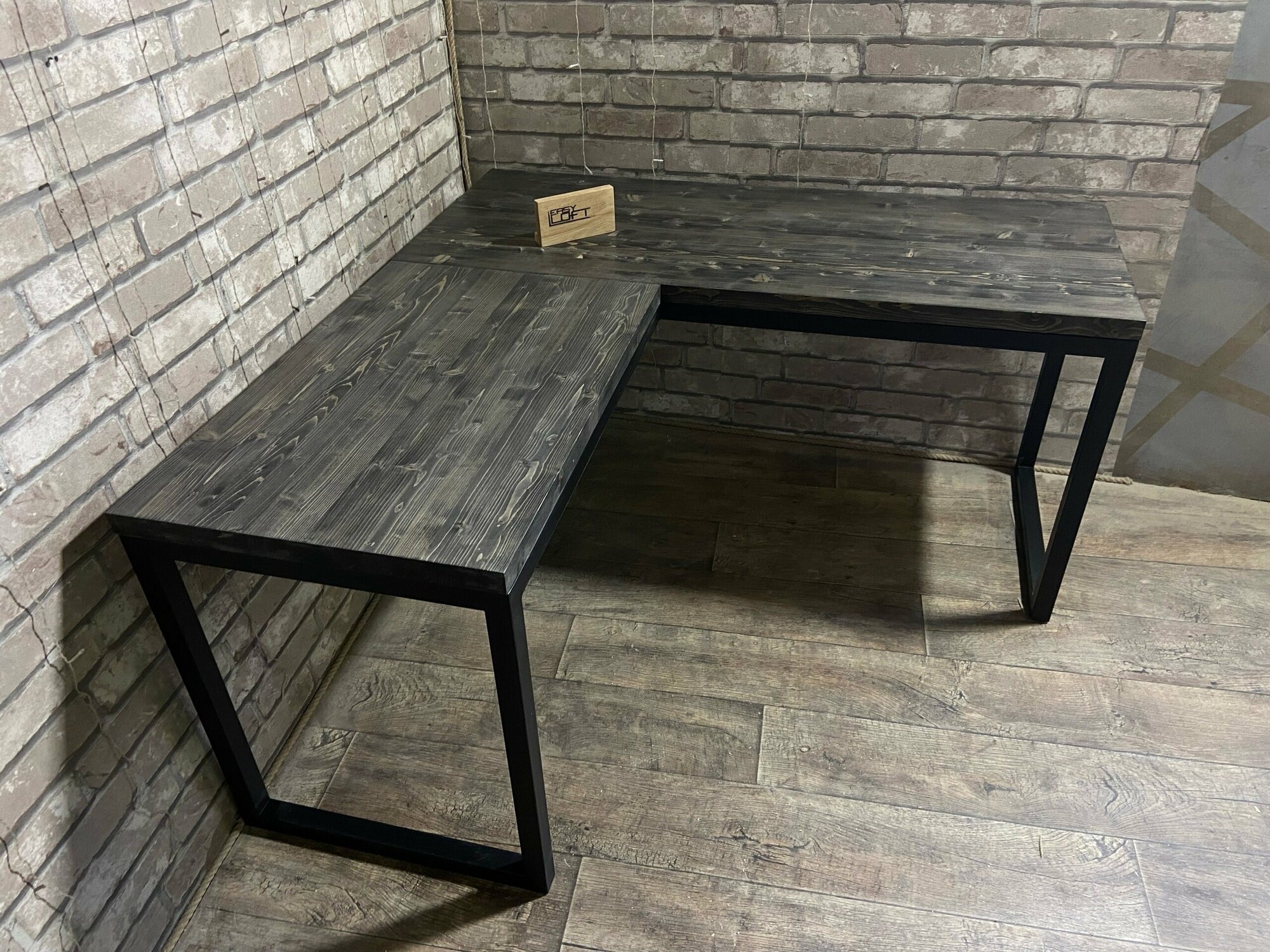 Стол EasyLOFT письменный в стиле лофт, угловой, разборный, для школьника, 150/150x60x75 см, чёрный