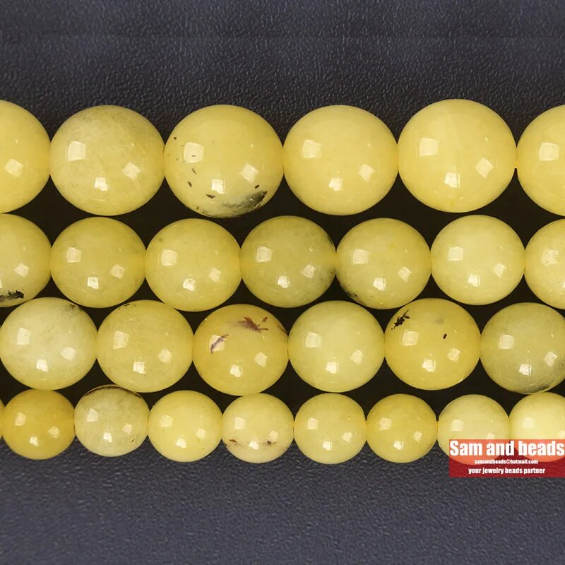 Жёлтые опаловые бусины SamandBeads 4/6/8/10/12 мм