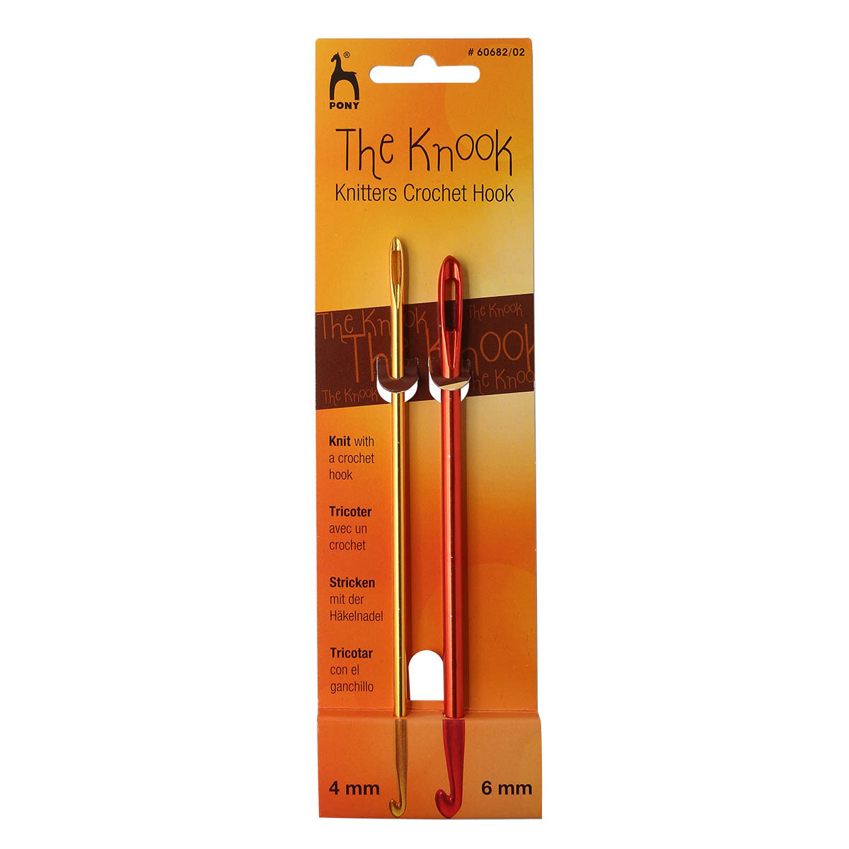 60682/02 Крючки вязальные для нукинга 4,00мм/6,00мм*16см, алюм, 2шт PONY