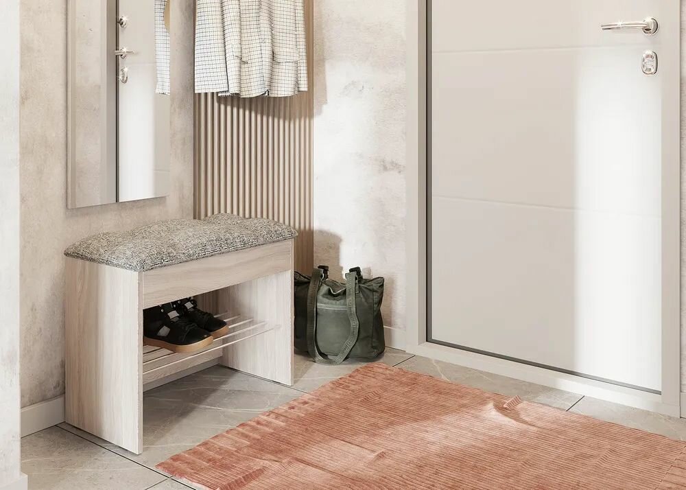 Тумба для обуви Лина цвет ясень шимо светлый, 60х32х47 см, мягкое сиденье