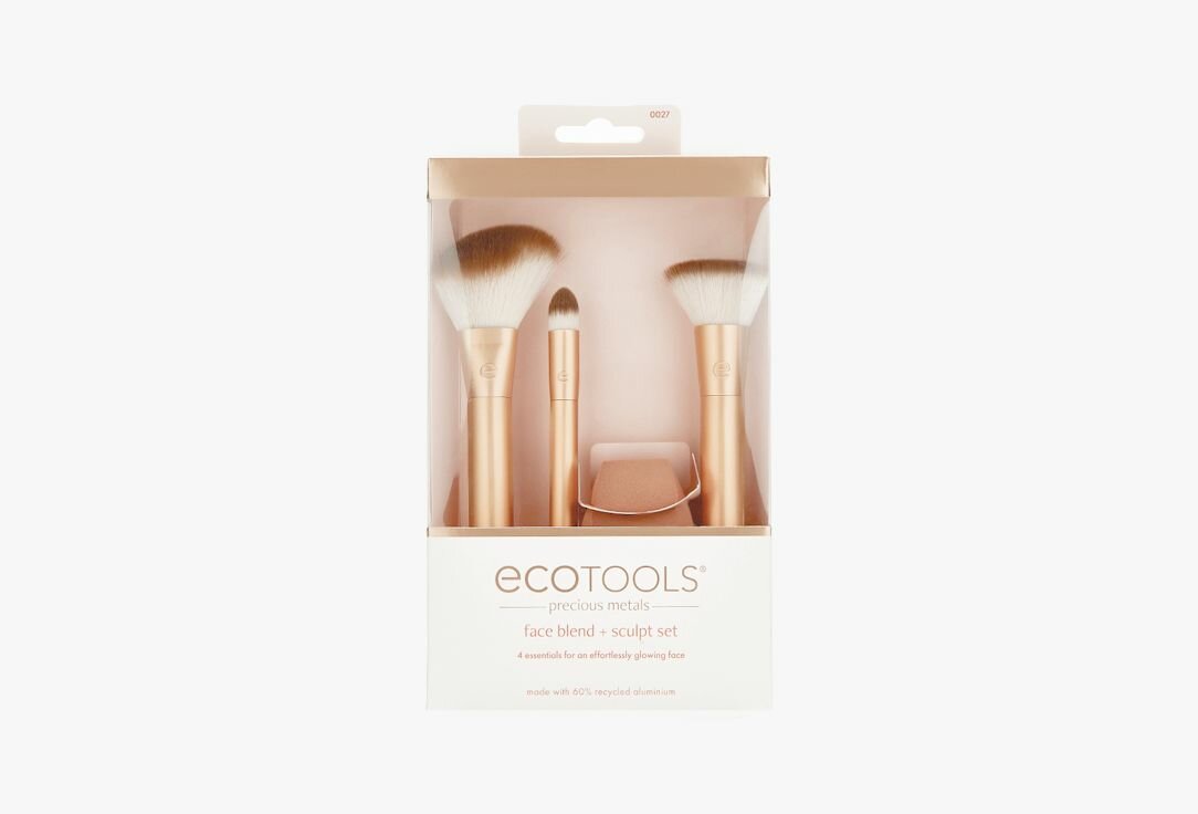 Набор кистей и спонж для макияжа ECOTOOLS Precious Metals Face Blend + Sculpt Set