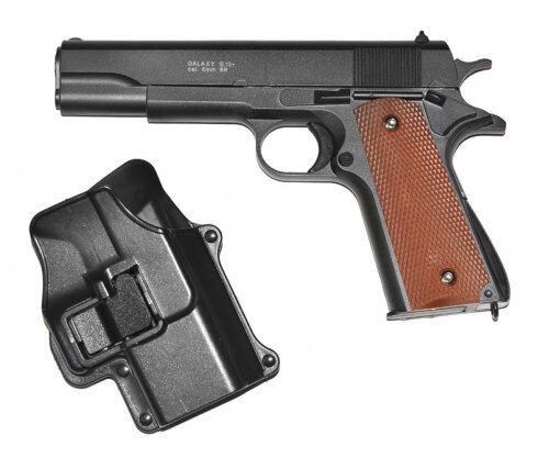 Пистолет пневматический Galaxy Airsoft G.13+ пружинный, (с кобурой) кал. 6мм (Colt 1911)