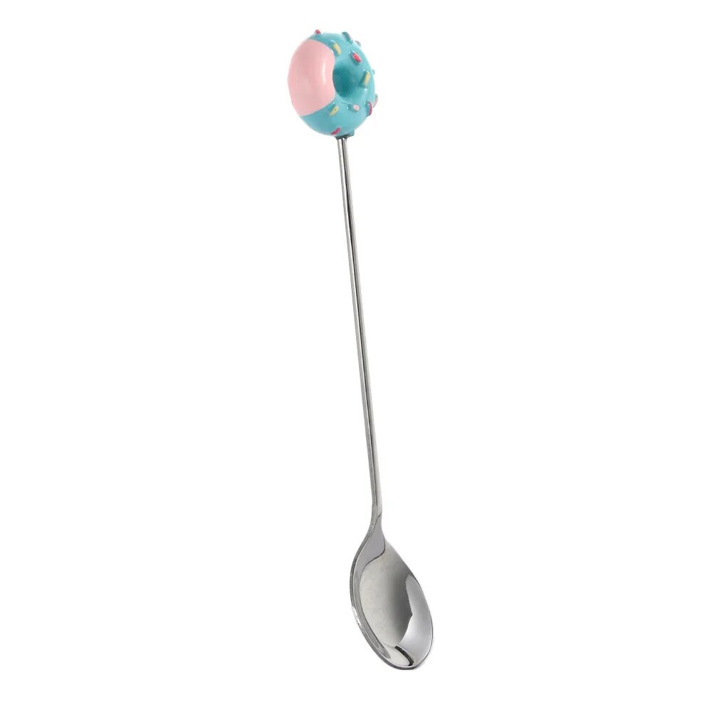 Необычные милые Мультяшные десертные ложки из нержавеющей стали в виде пончика, вилки, кофейная ложка, новая модная посуда