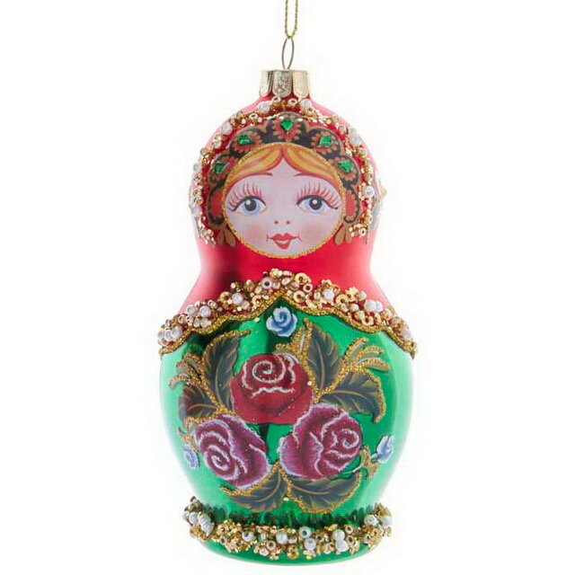 Стеклянная елочная игрушка Матрешка - Russian Doll Lada 12 см, подвеска, Kurts Adler, NB1605-3