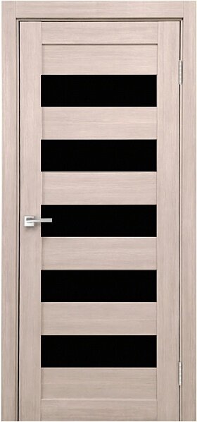 Межкомнатная Дверь Verda Х-4 Лиственница Кремовая со Стеклом Лакобель Чёрный 2000х700мм (Полотно 1шт) / Верда.