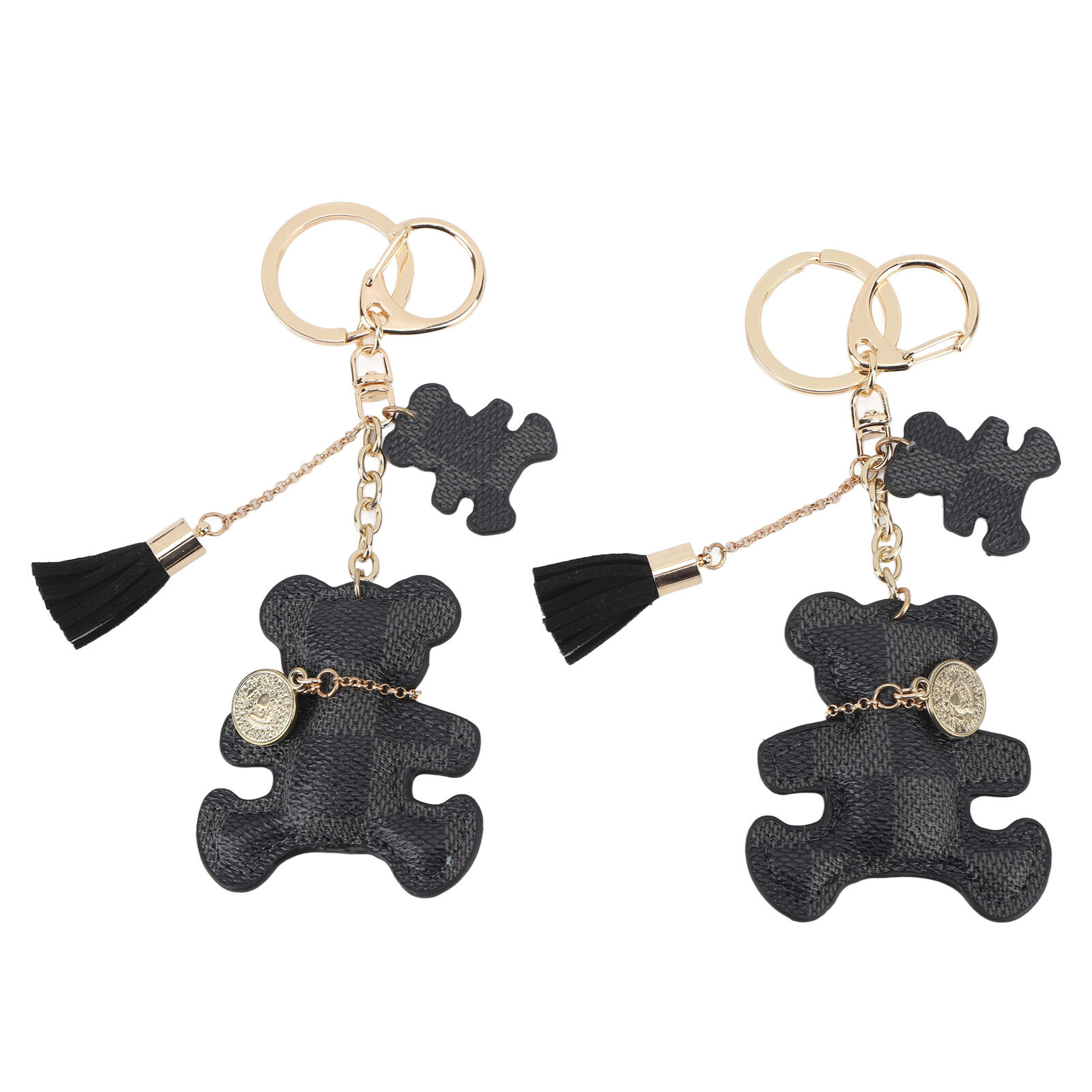 2 шт. брелок в виде медведя, милый кулон из кожи и цинкового сплава, декоративный аксессуар для рюкзака, сумка, черный