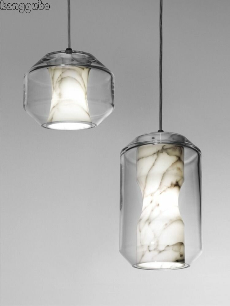 Стеклянная люстра с мраморной текстурой