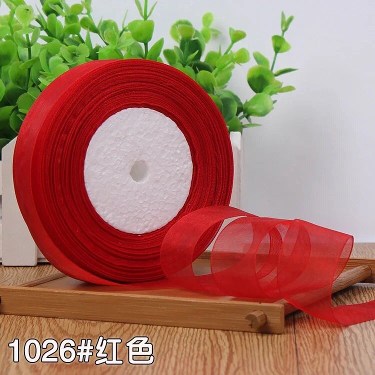 25 мм прозрачные ленты из органзы, 50 ярдов/рулон, сделай сам, ткань для рукоделия ручной работы, Рождество, Хэллоуин, свадьба, вечеринка, подарочная упаковка, лента