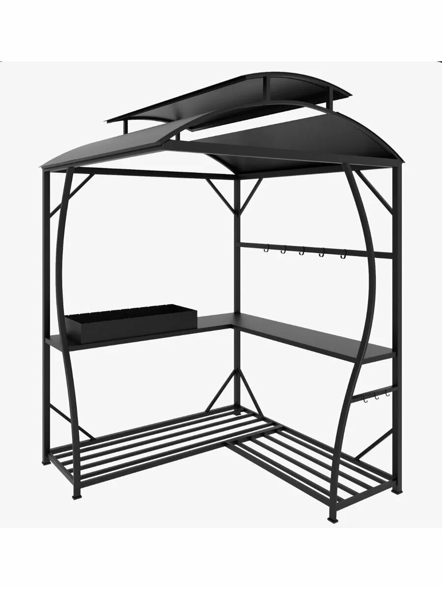 Мангал-беседка Миллениум, стационарный, неразборный, чёрный, сталь, 235x170x170см