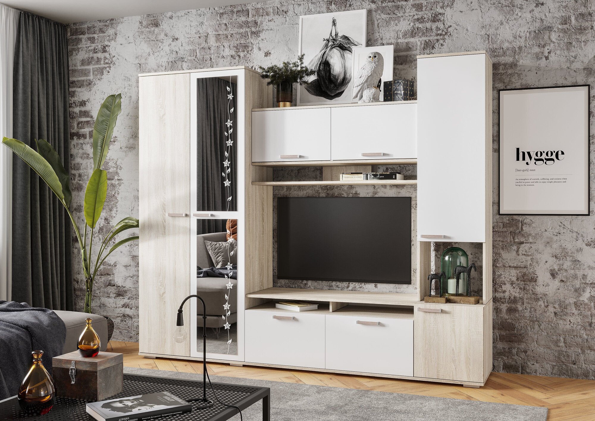 Гостиная "Лукас" Сонома/белый (Мебелони)